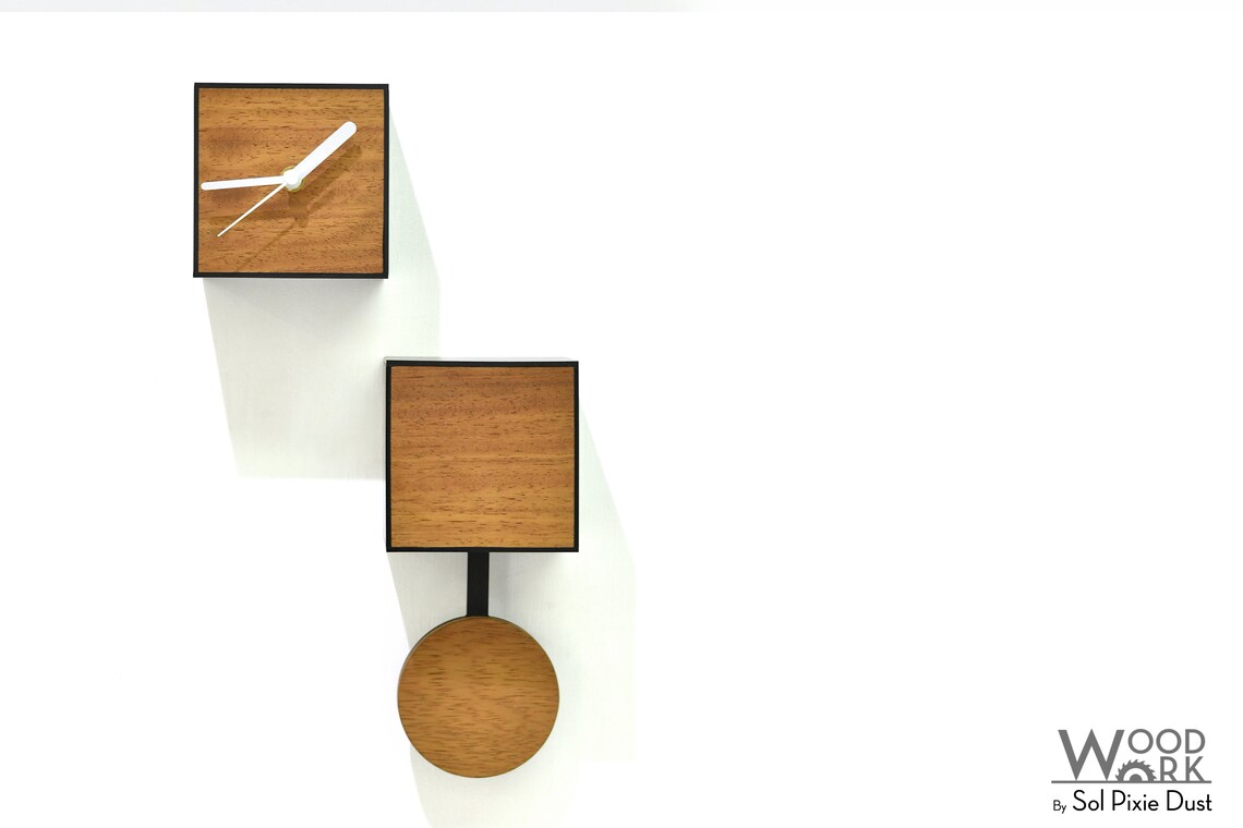 Modern Wooden Box City Two-story Clock Pendulum Wall Clock | Etsy