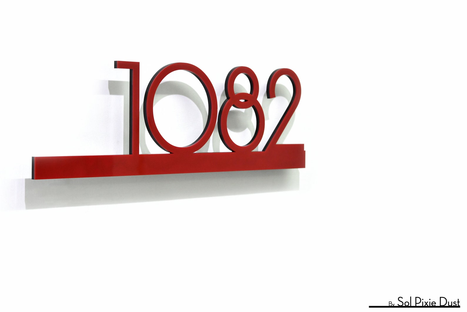 Metropolis Modern House Number - Dark Red With Black Acrylic ...