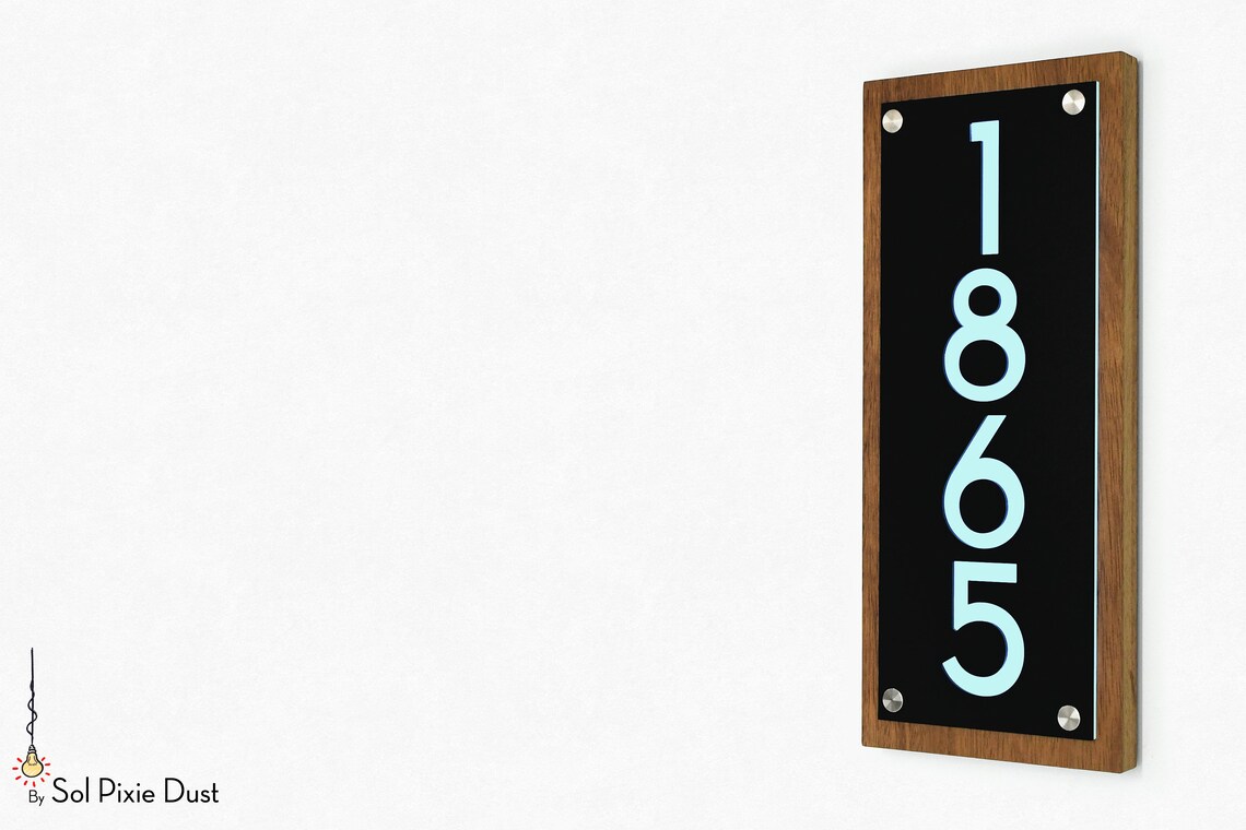 Modern House Numbers Framed LED Light 5V or 12V Iroko Wood - Etsy