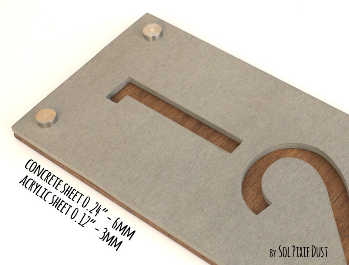Modern House Numbers Concrete With Wood Vertical 2 - Etsy
