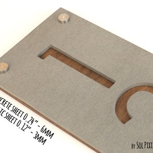 Modern House Numbers Concrete With Wood Vertical 2 - Etsy