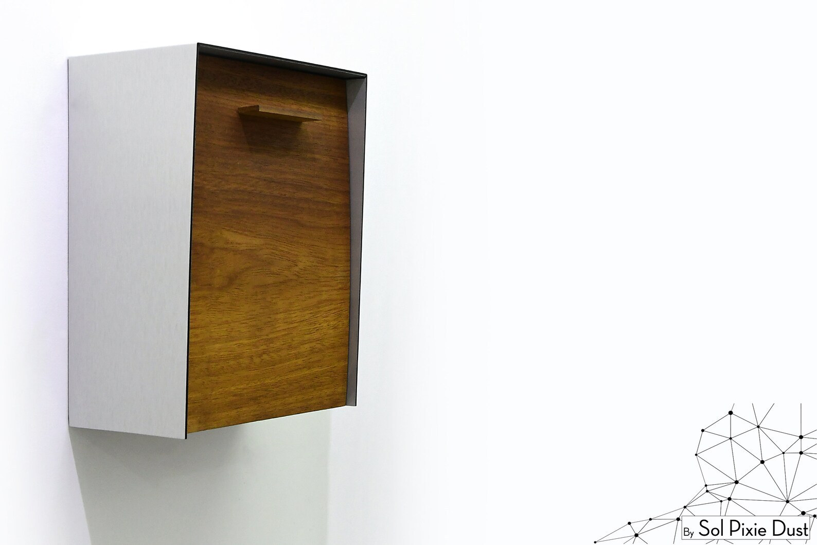 Contemporary Wood Face Mailbox - Solid Iroko Wood - Brushed Silver ...