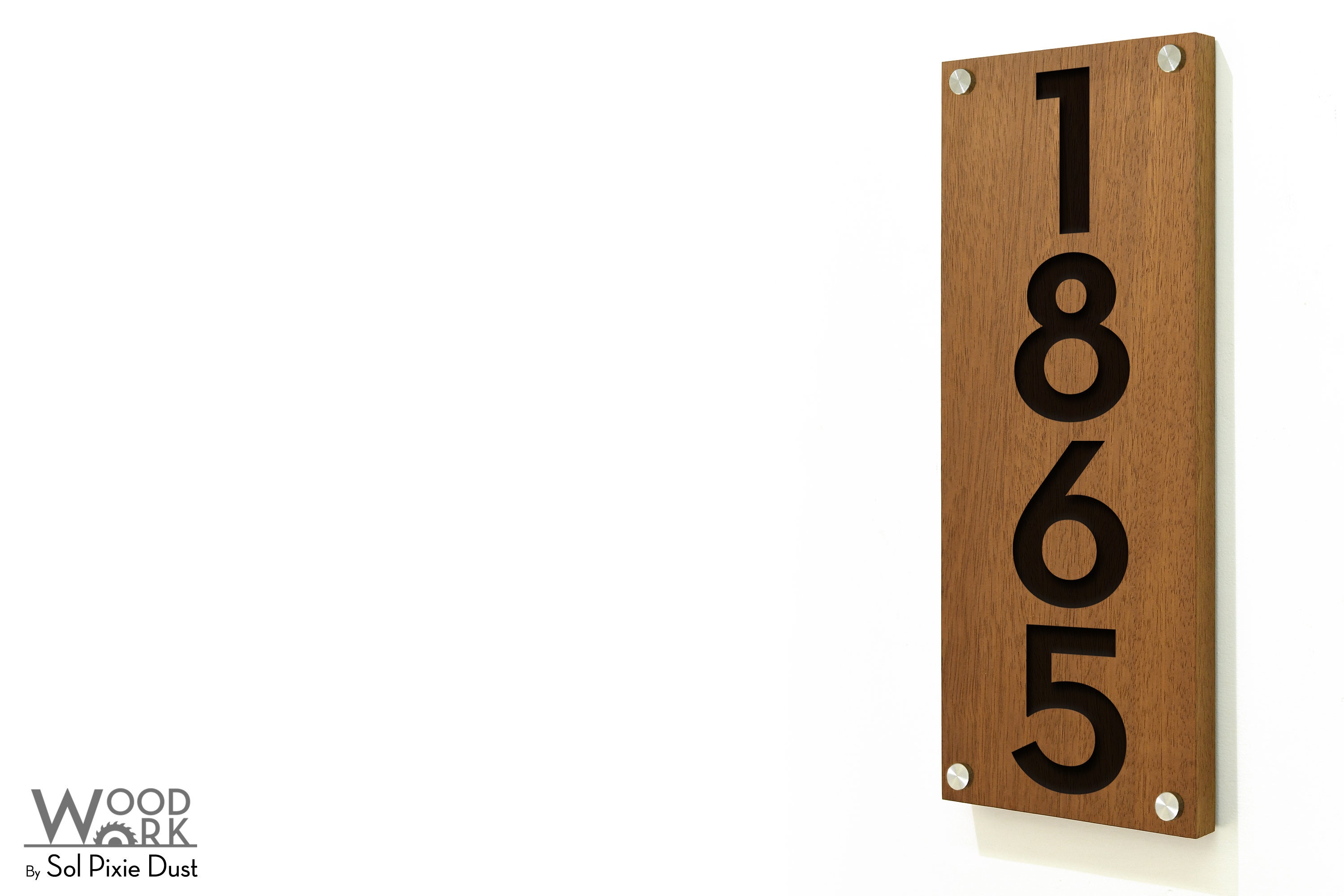 Modern House Numbers Vertical Solid Wood African Teak Iroko | Etsy