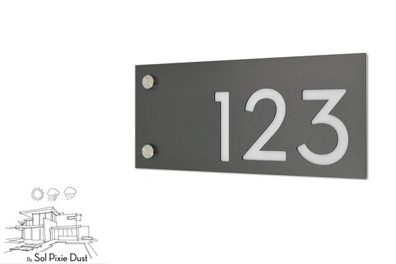 Modern House Numbers Small Rectangle Metallic Gray Aluminum | Etsy