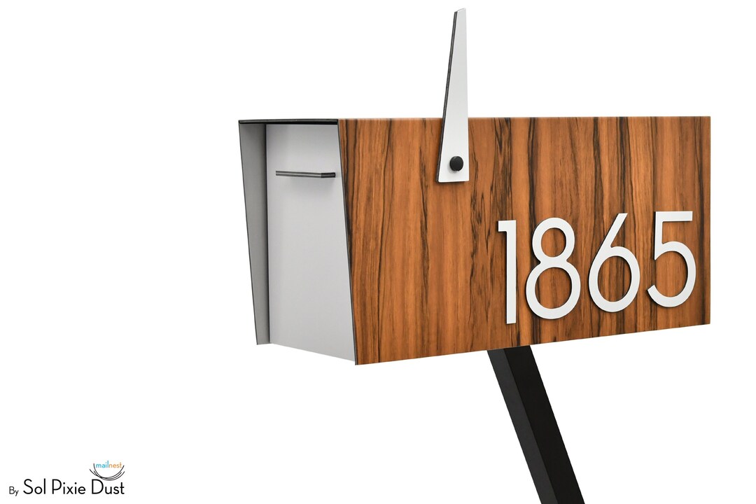 Contemporary Post Mounted Mailbox - Aluminum Acacia Body and Aluminum ...
