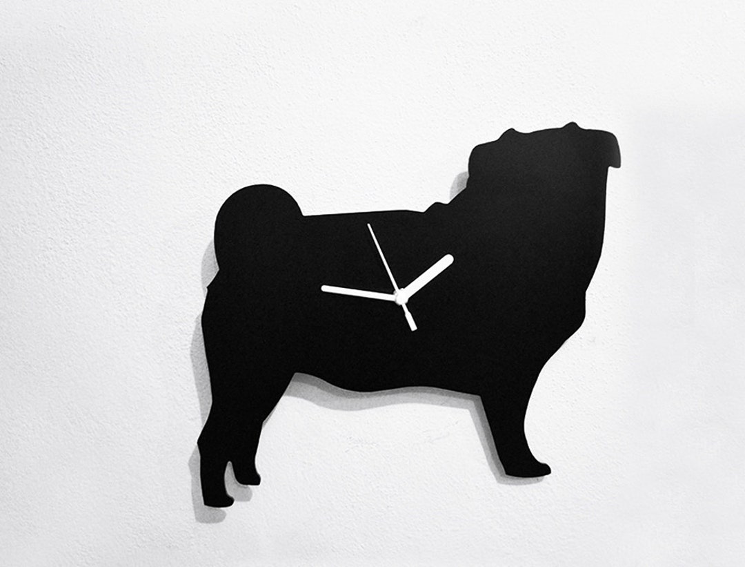 Pug Dog - Wall Clock Silhouette - Etsy