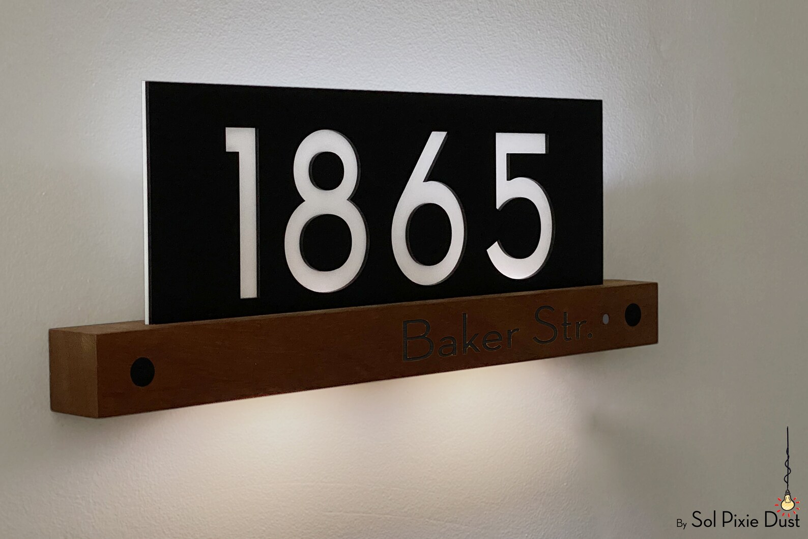 Modern House Numbers LED Light 5V or 12V Iroko Wood & - Etsy