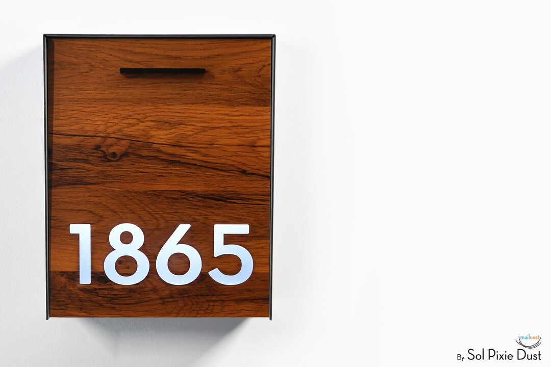 Mailbox With 12V LED Light & Light Sensor Black Aluminum Body and Red ...