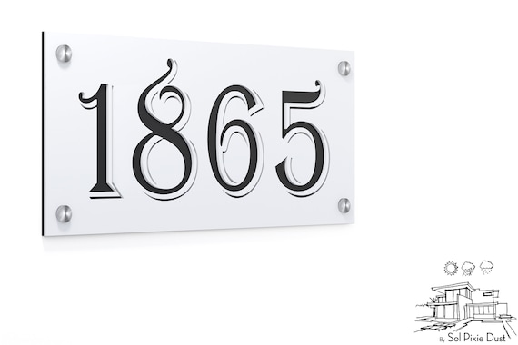 Aladdin Modern House Numbers Rectangle White With Black - Etsy