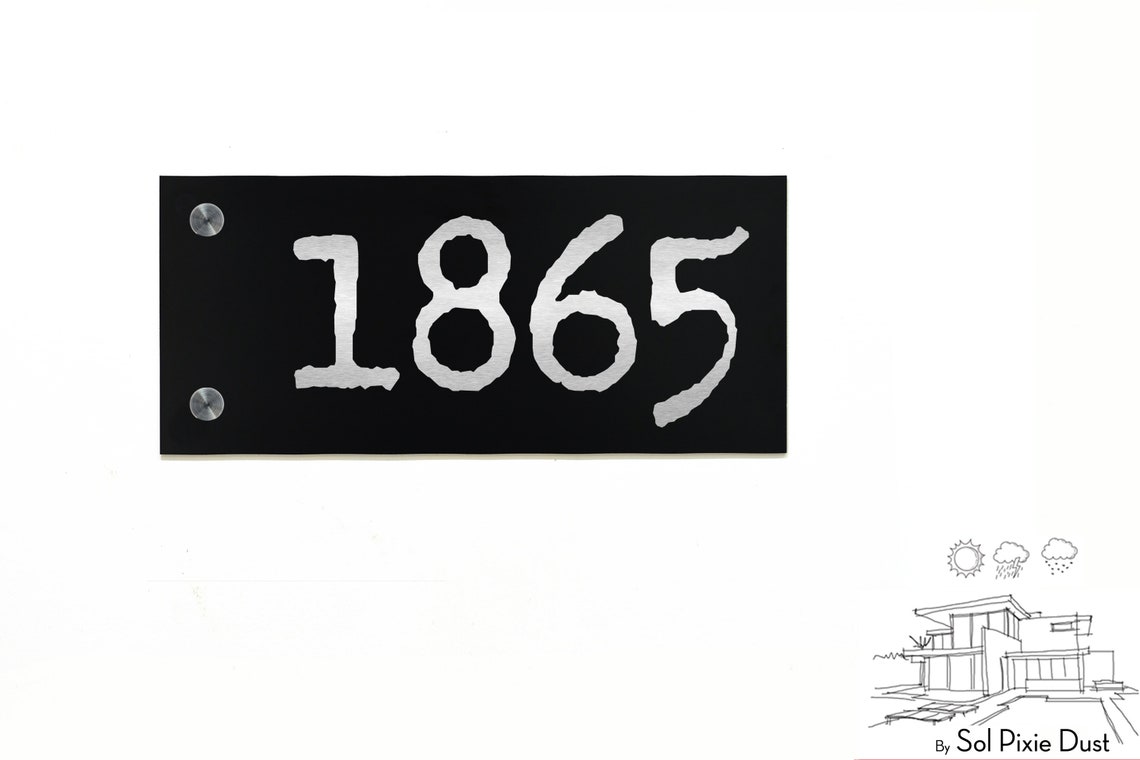 Modern House Sign Small With Black Aluminum (ACP) and Silver Fiber ...