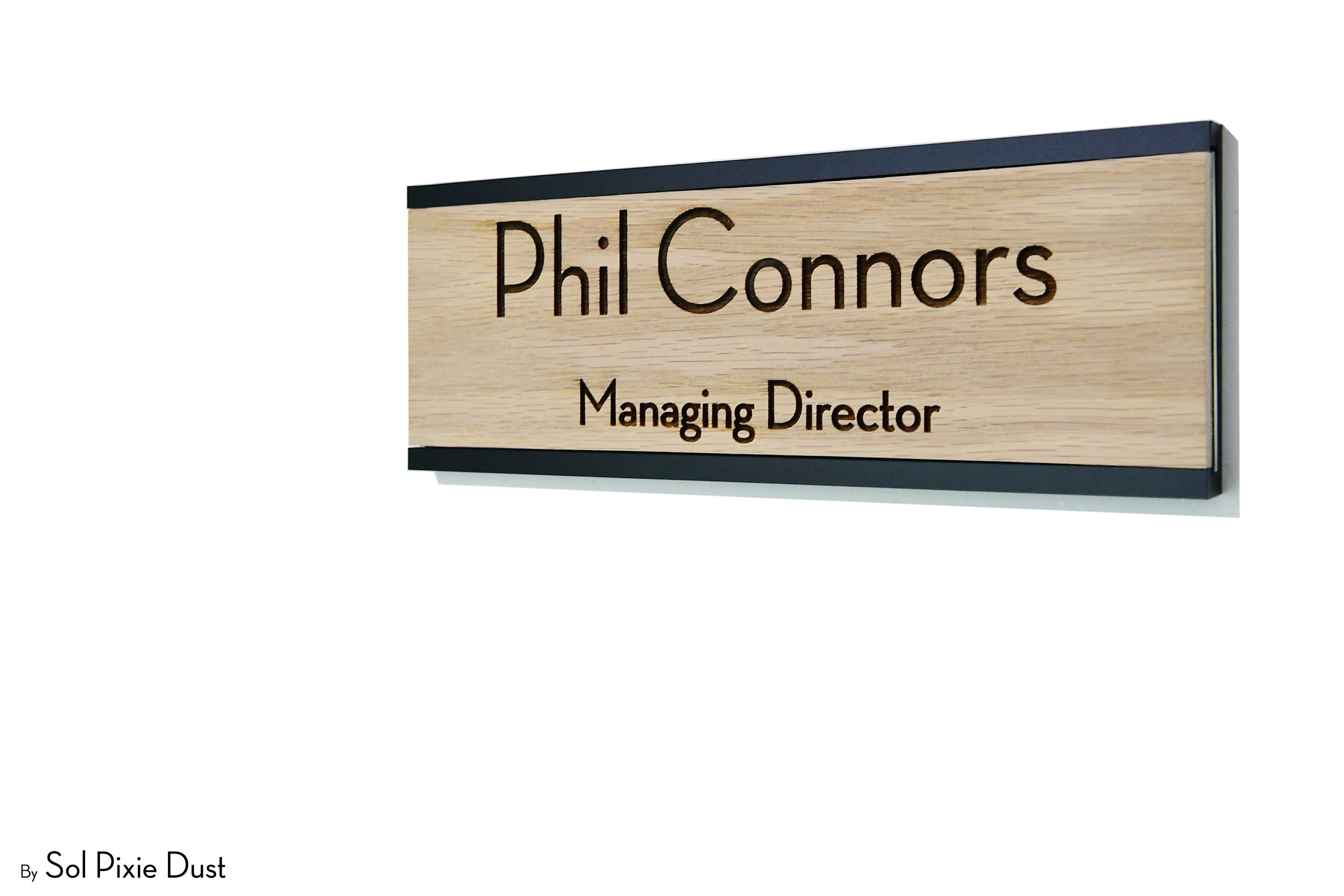 Office Door Name Plate - Natural Plywood Slide Plate- Custom Wall ...