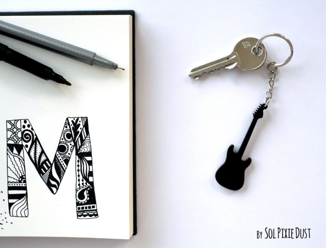 Electric Guitar Key Chain | Etsy