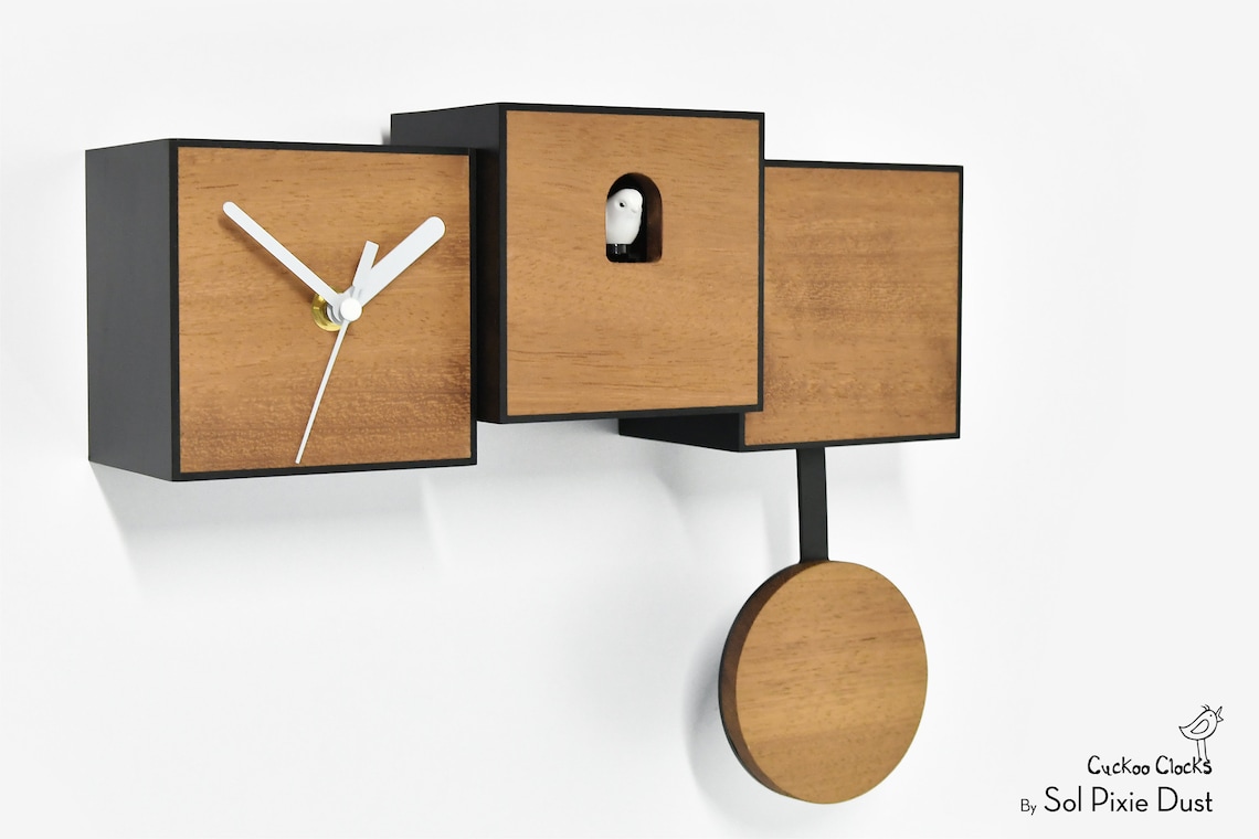 Modern Cuckoo Bird Clock Pendulum Wall Clock Solid Wood - Etsy
