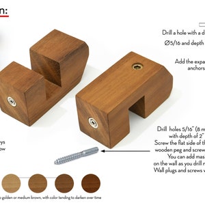 Modern Wooden Wall Pegs - Coat Hook - Solid African Teak Wooden Peg ...