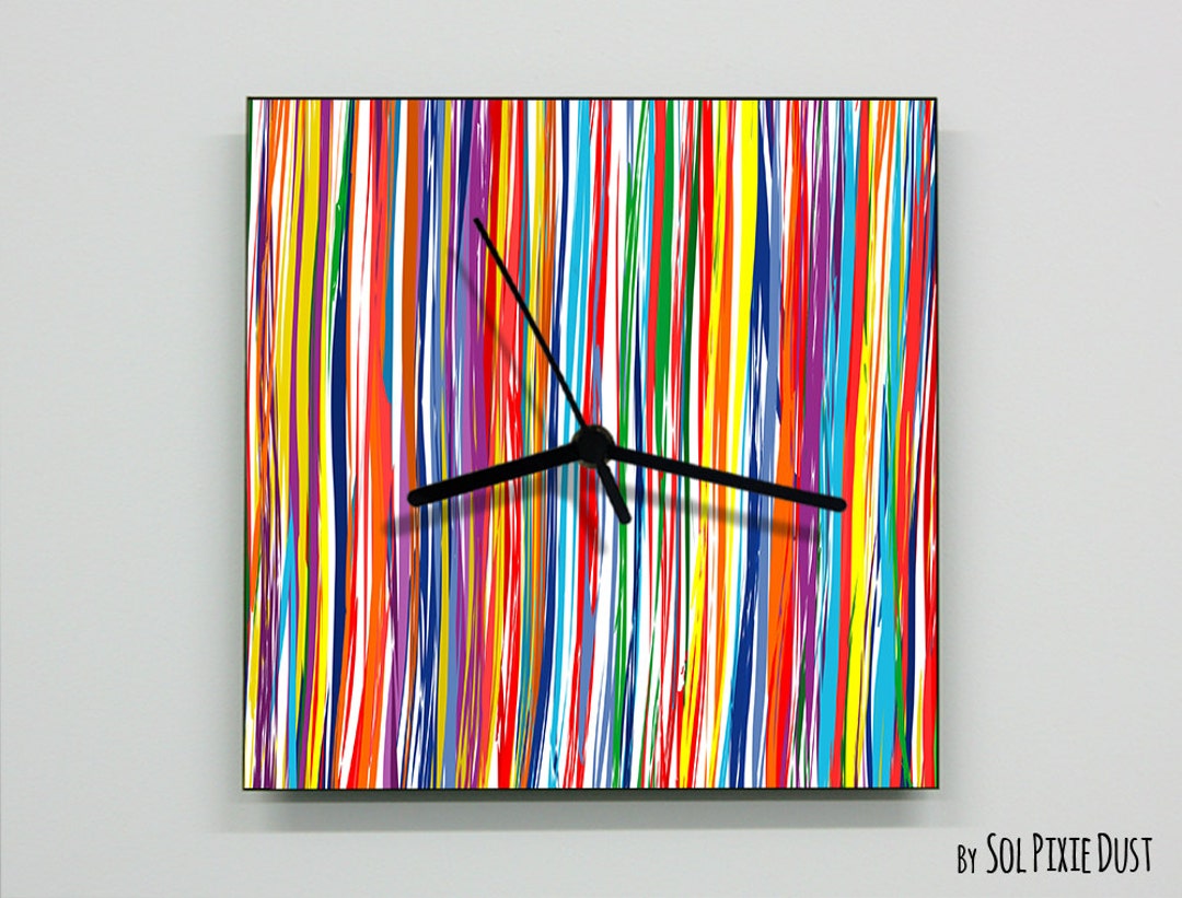 Colorful Stripes Pattern Wall Clock - Etsy