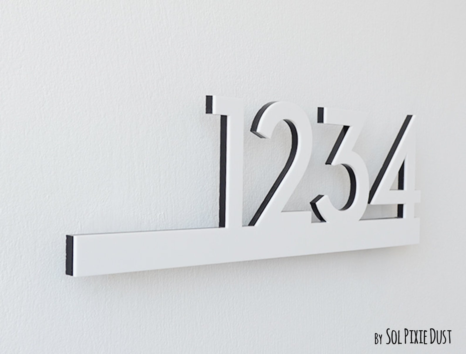 Modern House Numbers White With Black Acrylic Contemporary | Etsy