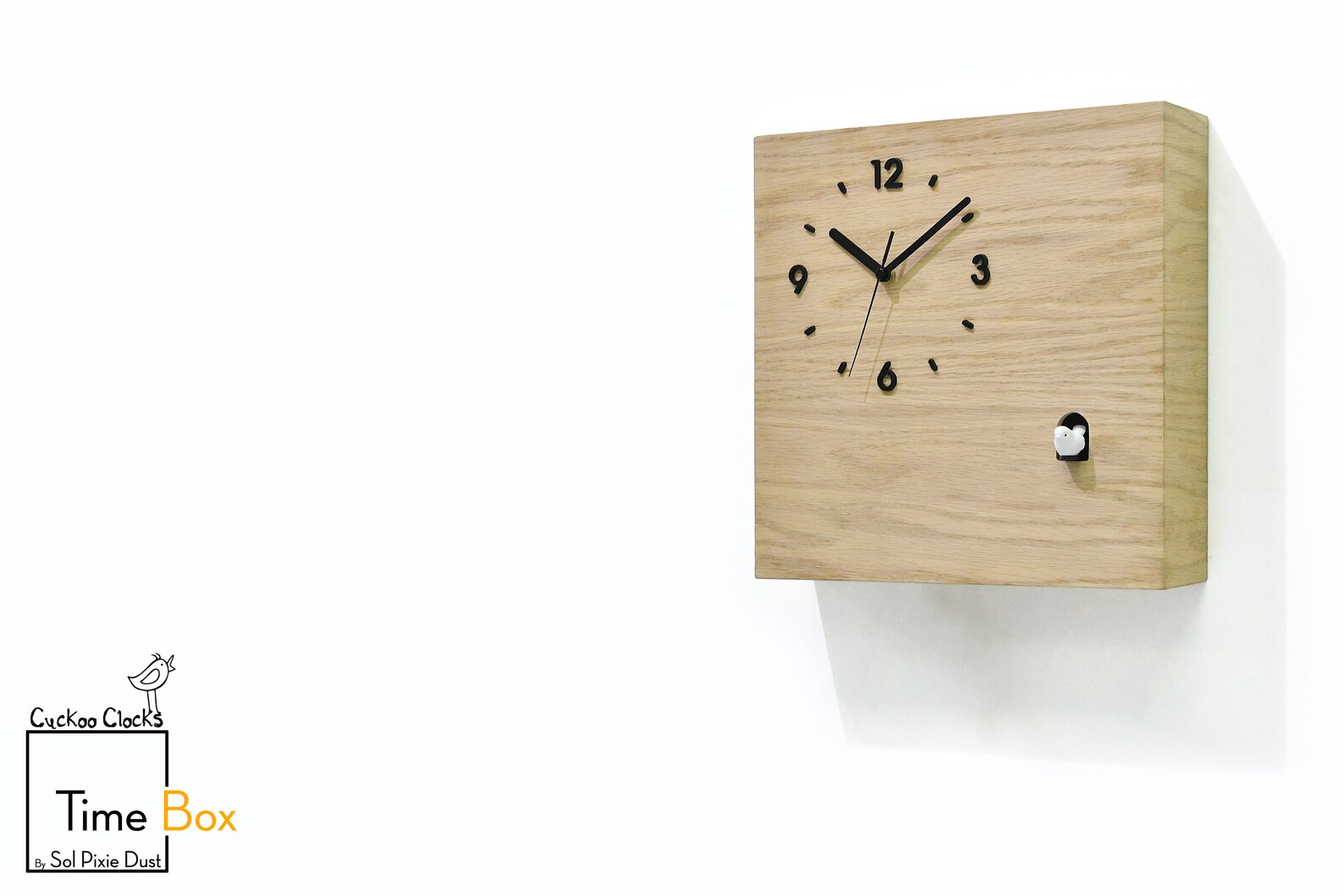 Modern Cuckoo Bird Time Box Clock - Natural Wood - Secret Compartment ...