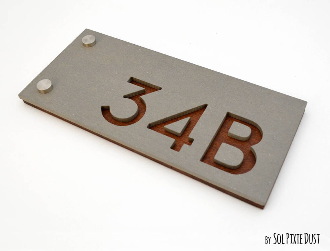 Modern House Numbers Rectangle Concrete With Marine Plywood - Etsy