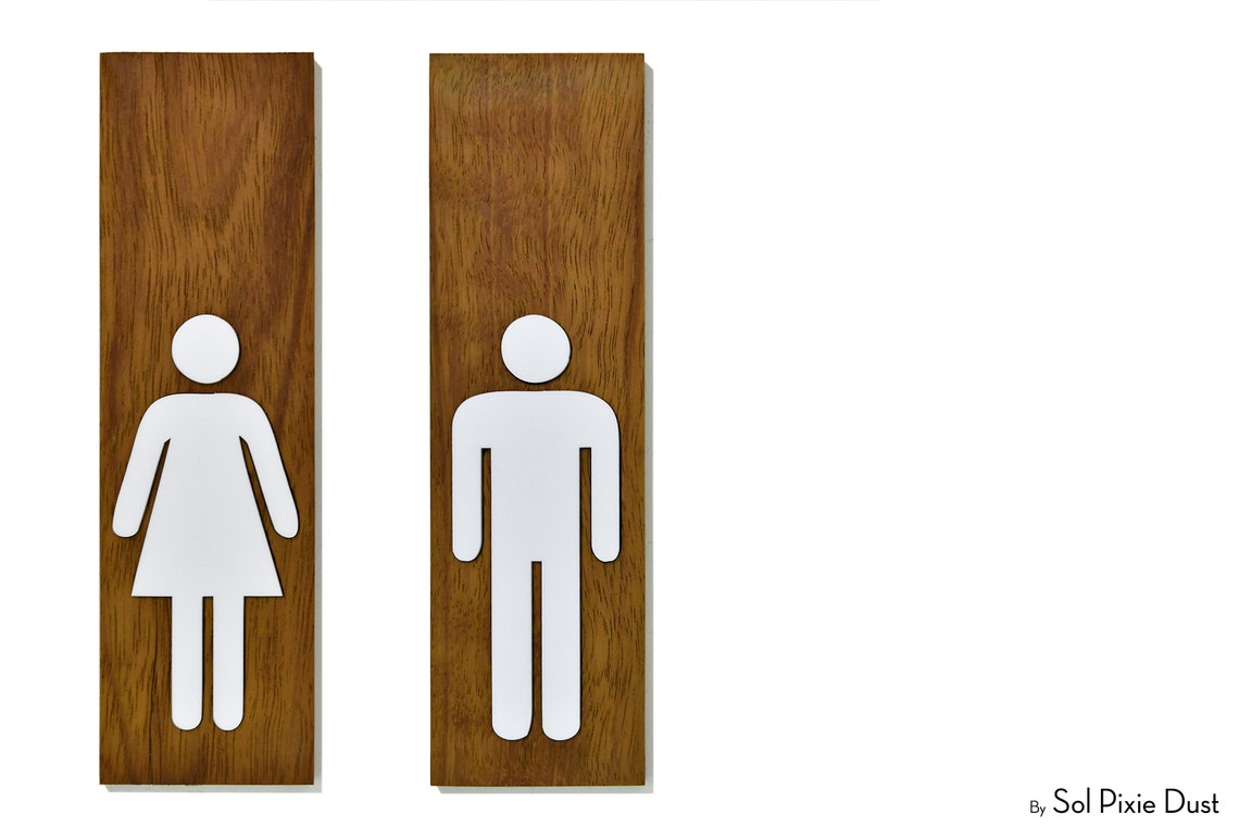 Hotel Restroom Door Sign Engraved Solid Wood Iroko Africa | Etsy