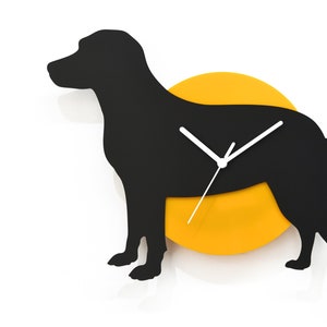 Wagging Tail Labrador Dog - Black & Yellow Silhouette - Wall Clock - Etsy