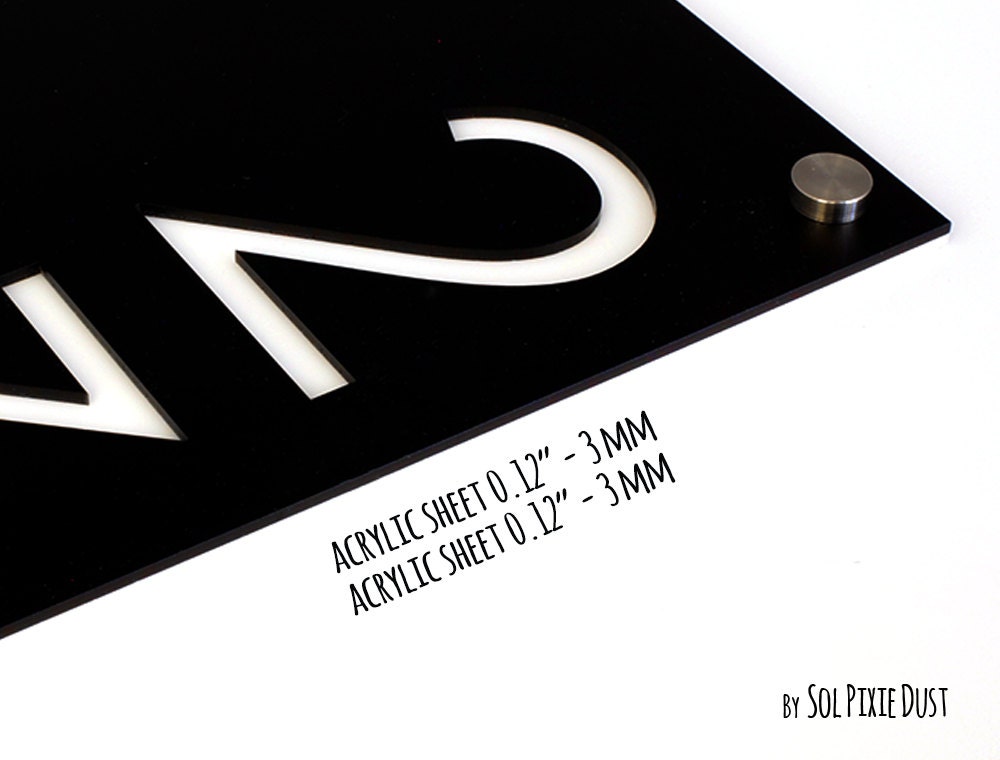 Modern House Numbers Black Acrylic With White Acrylic - Etsy