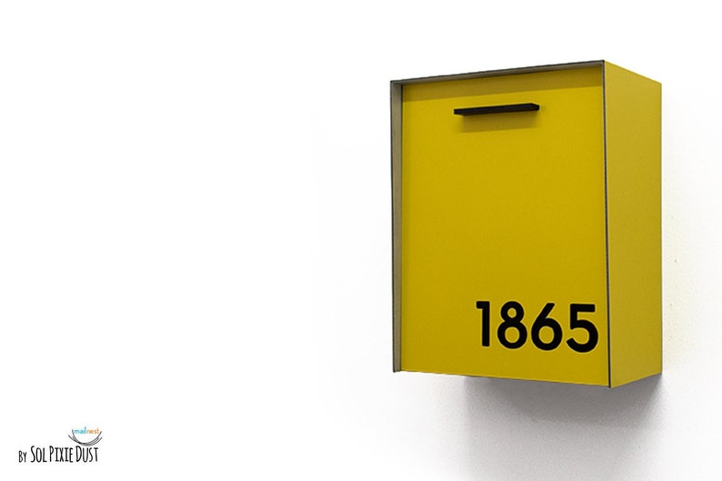 Mailbox With Yellow Aluminum Face and Body and Black Acrylic - Etsy