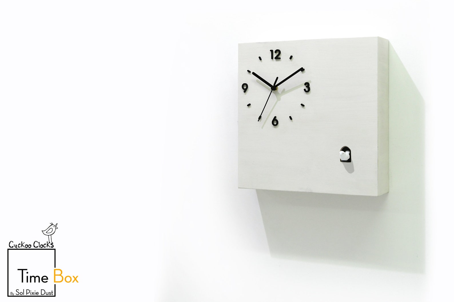 Modern Cuckoo Bird Time Box Clock White Chalk Secret - Etsy
