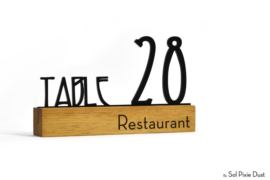 Modern Table Numbers Signs - Wood With Black Acrylic - Table Number ...