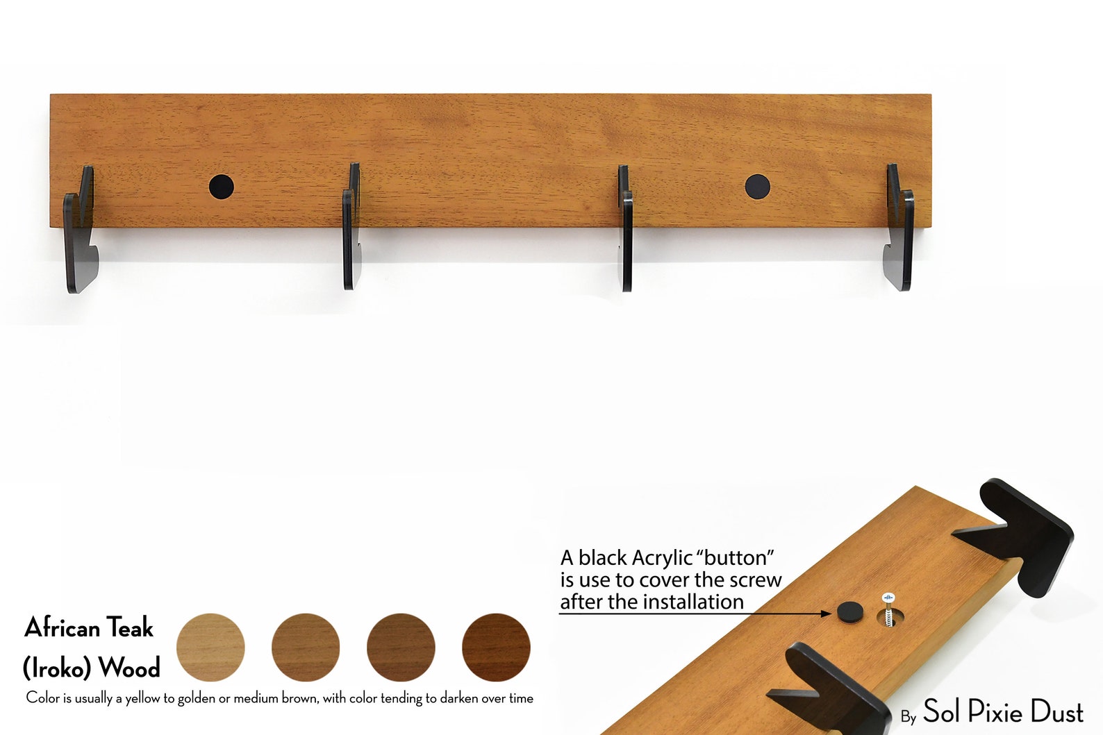 Wall Mount Wooden Hook Rack Rustic Decorative Hook Rack - Etsy