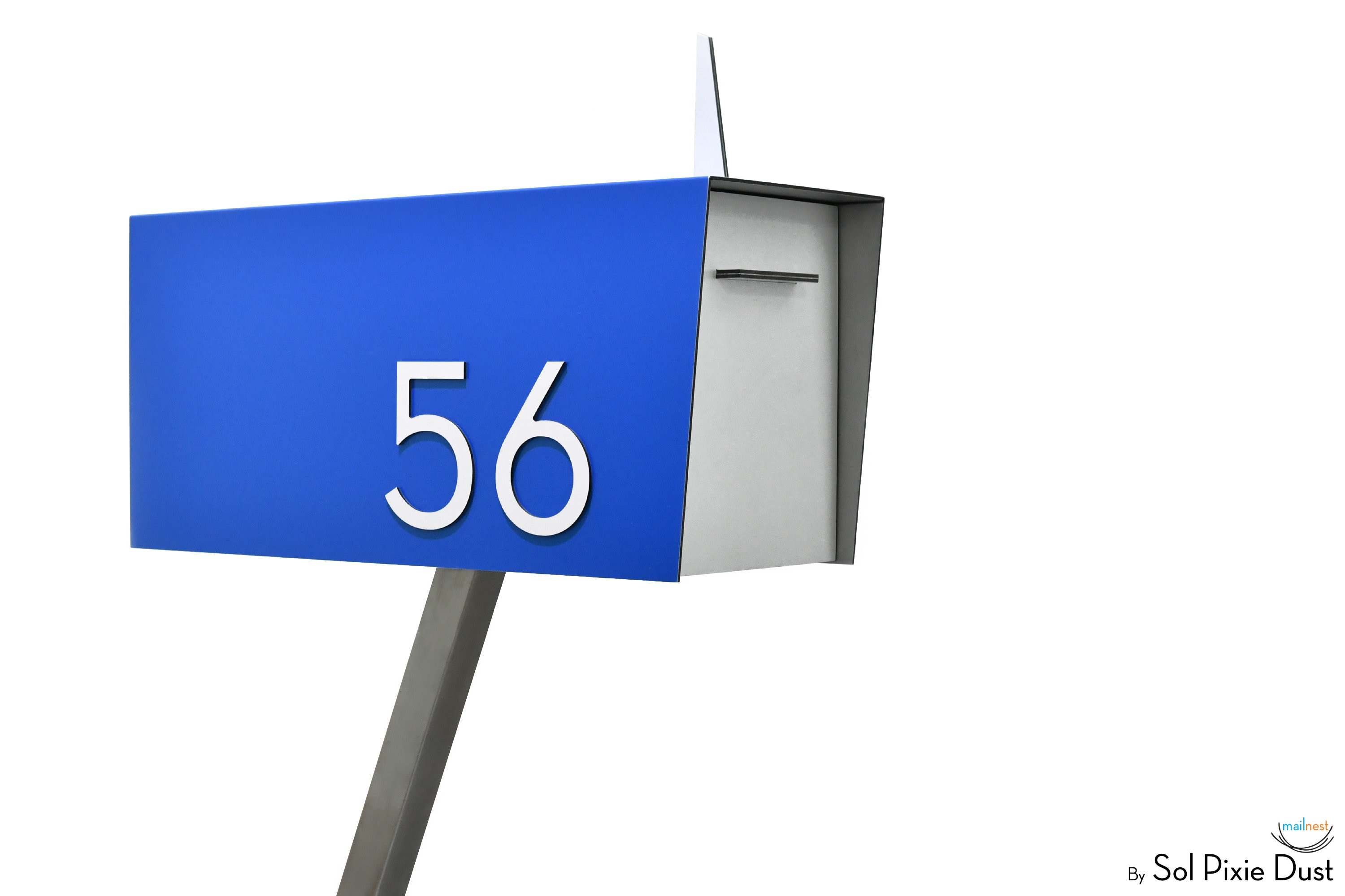 Contemporary Post Mounted Mailbox / Aluminum Blue Body and - Etsy