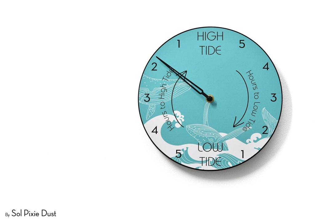 Tide Wall Clock - Round Clock - Sea Tide Tracker - Whale Unique Wall ...
