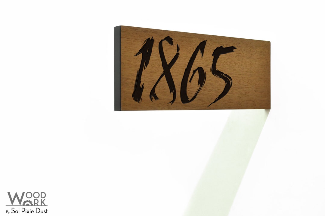 Modern Projecting Wall Mounted House Number Sign Custom Double Sided ...