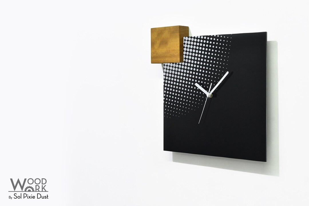 Modern Square Black Aluminum Wall Clock - Fiber Laser Engraving ...