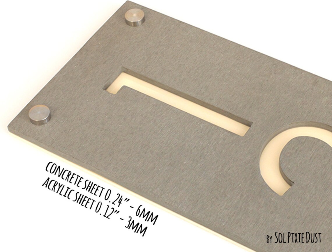 Modern House Numbers Concrete With Beige Acrylic Vertical | Etsy