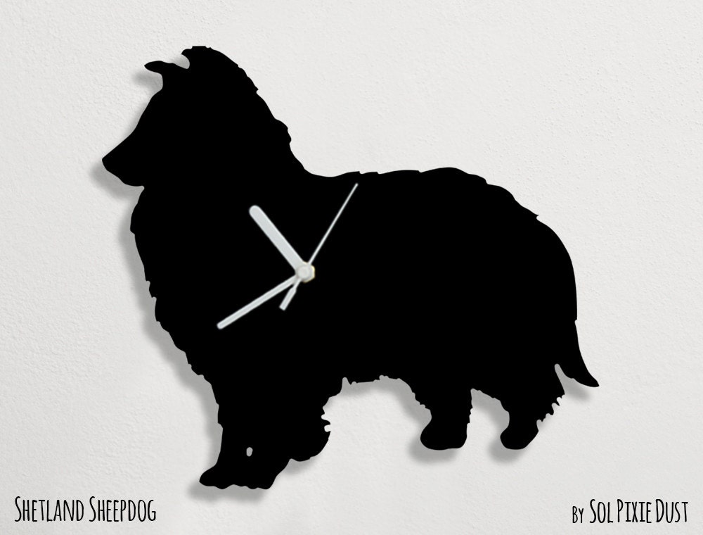 Shetland Sheepdog Wall Clock Silhouette - Etsy