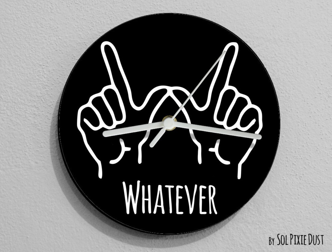 Whatever Hand Symbol / Round Black - Wall Clock - Etsy