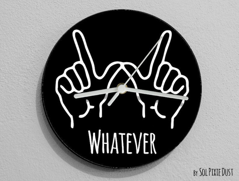 Whatever Hand Symbol / Round Black Wall Clock - Etsy