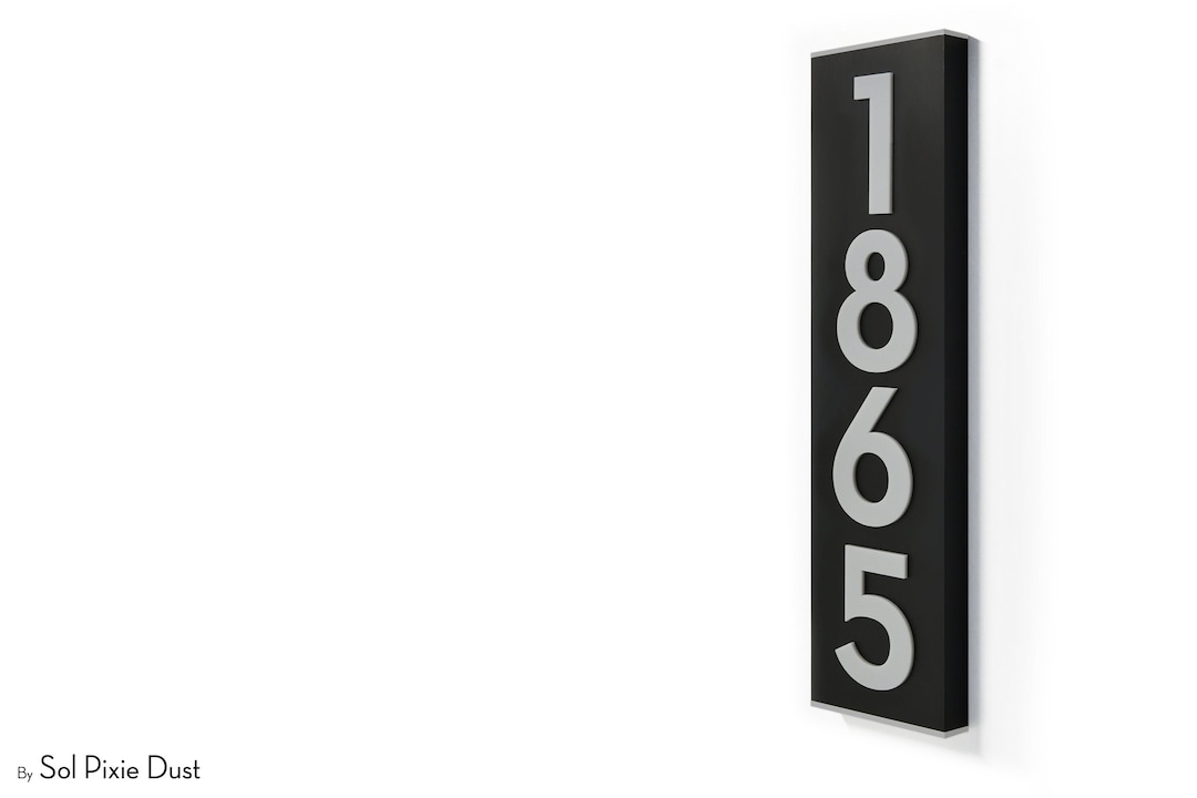 Modern House Numbers - Aluminum Hollow Bar Rectangle Vertical - Black ...