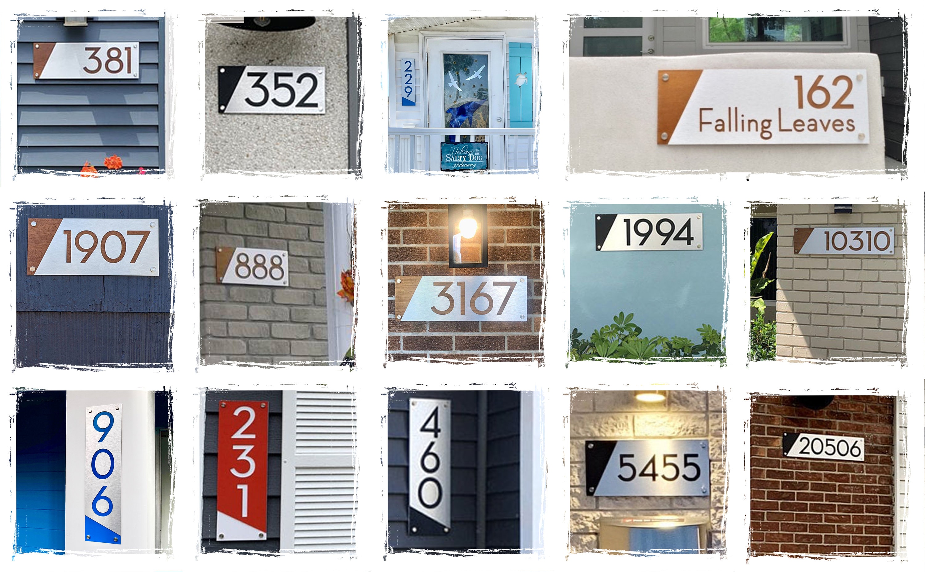 Modern House Numbers, Metallic Gray Aluminum With Yellow Acrylic ...