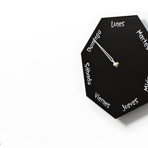 Day of the Week Clock - Heptagon White Wall Clock - Week Clock ...