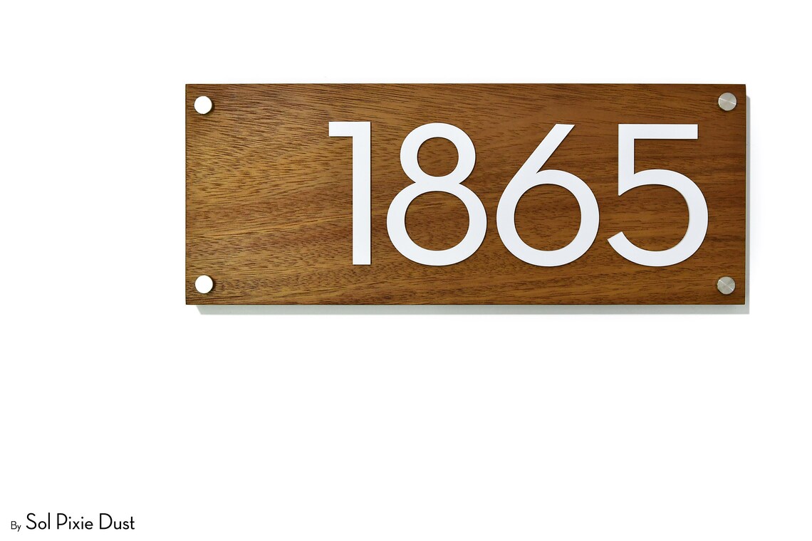 Modern House Numbers - Solid Wood Iroko - Africa Teak Signs With ...