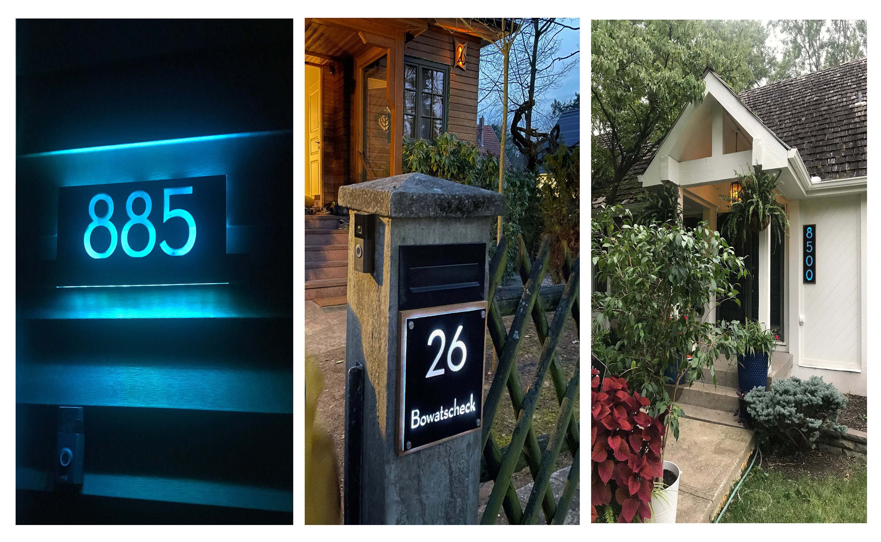 Modern Projecting House Numbers With LED Lights & Light Sensor - Black ...