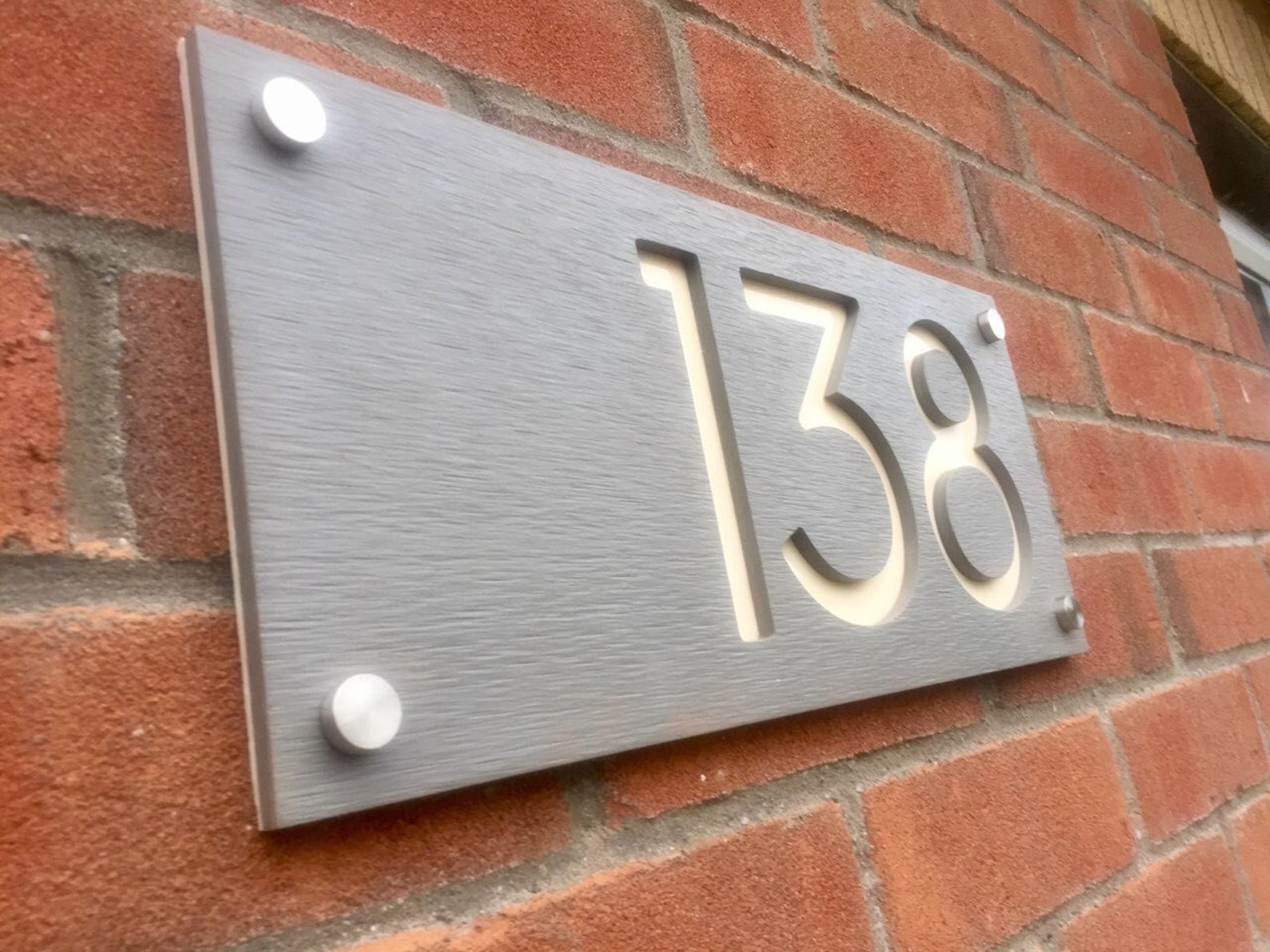 Modern House Numbers Rectangle Concrete With White Acrylic - Etsy