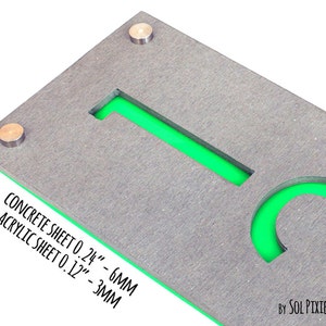 Modern House Numbers Concrete With Bright Green Acrylic | Etsy