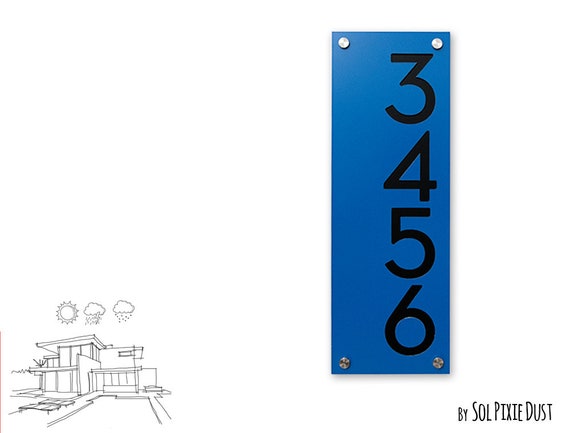 Modern House Numbers Blue Alucobond With Black Acrylic | Etsy