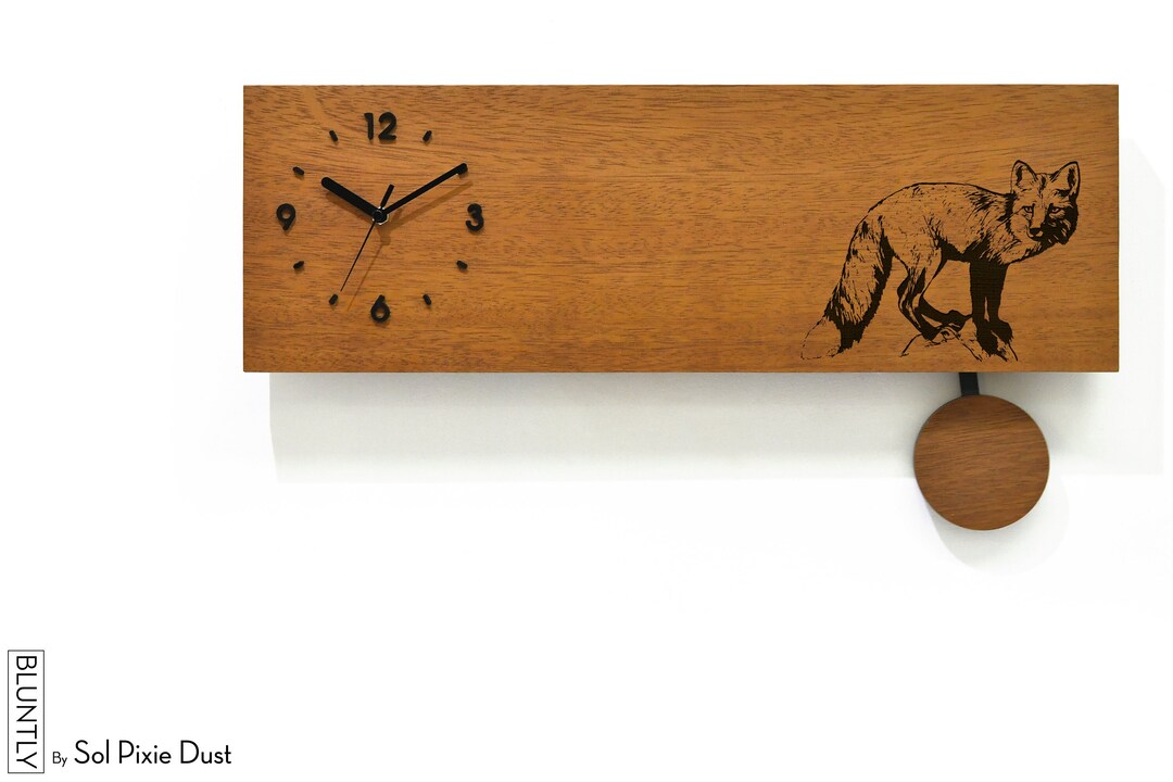 Modern Wooden Wall Clock - Pendulum Wall Clock - Laser Engraved on ...