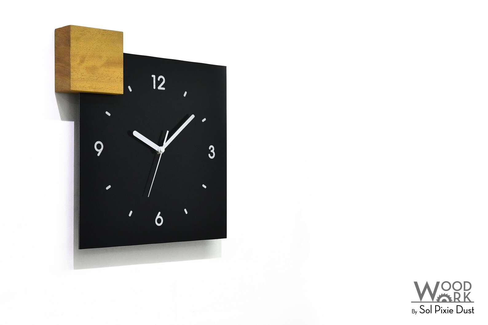 Modern Square Black Aluminum Wall Clock - Fiber Laser Engraving ...