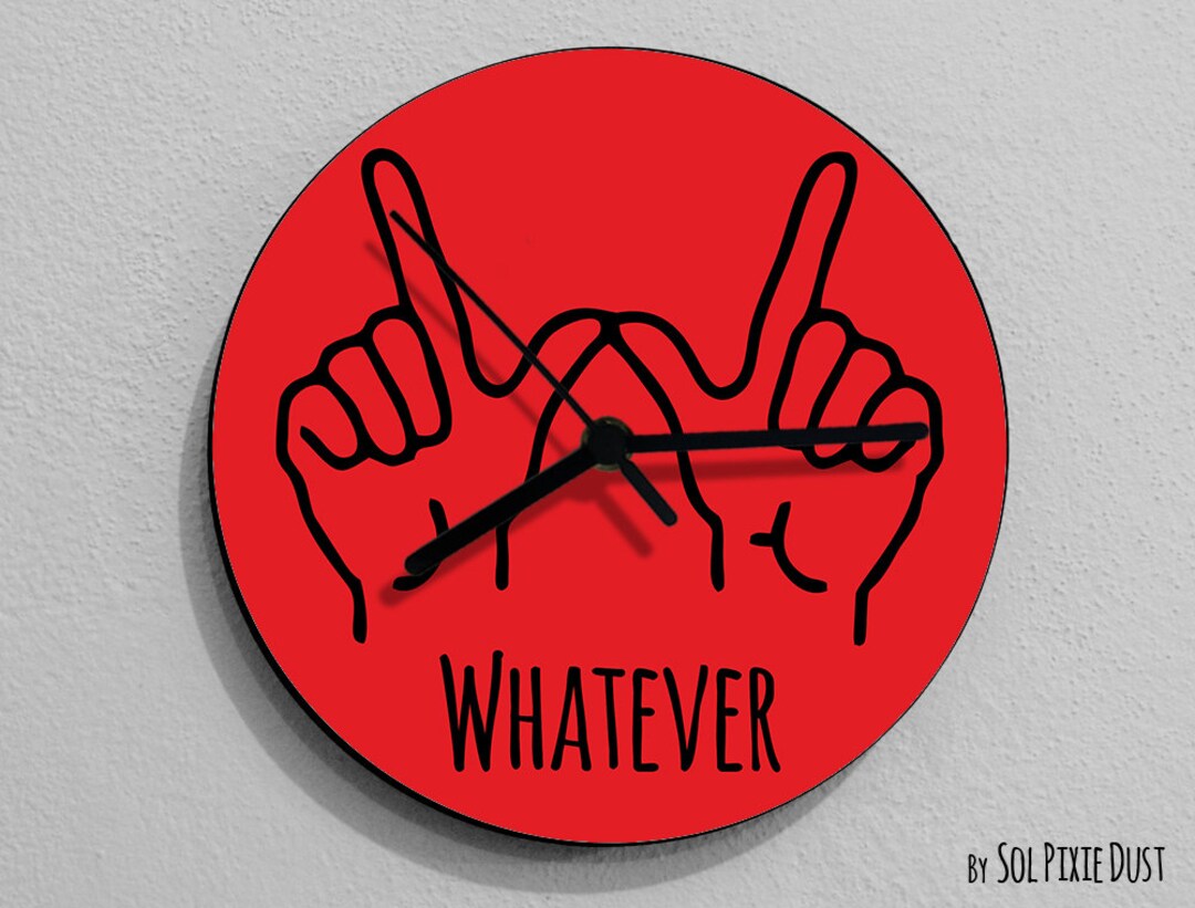 Whatever Hand Symbol / Round Red - Wall Clock - Etsy