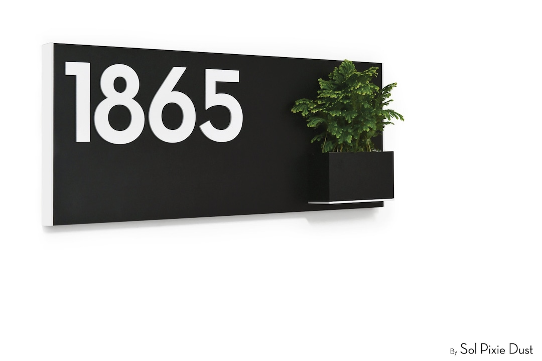 Large Modern House Numbers With Planter Box Aluminum Hollow - Etsy