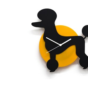Wagging Tail Poodle Dog - Black & Yellow Silhouette - Wall Clock - Etsy